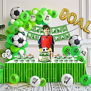 Soccer Party Supplies, Soccer Birthday Party Decorations, Soccer Theme Party Pack Including Banner, Tablecloth, Cake Topper, Cupcake Toppers, Balloons, Soccer Sports Party Supplies for Kids by HAFTSS