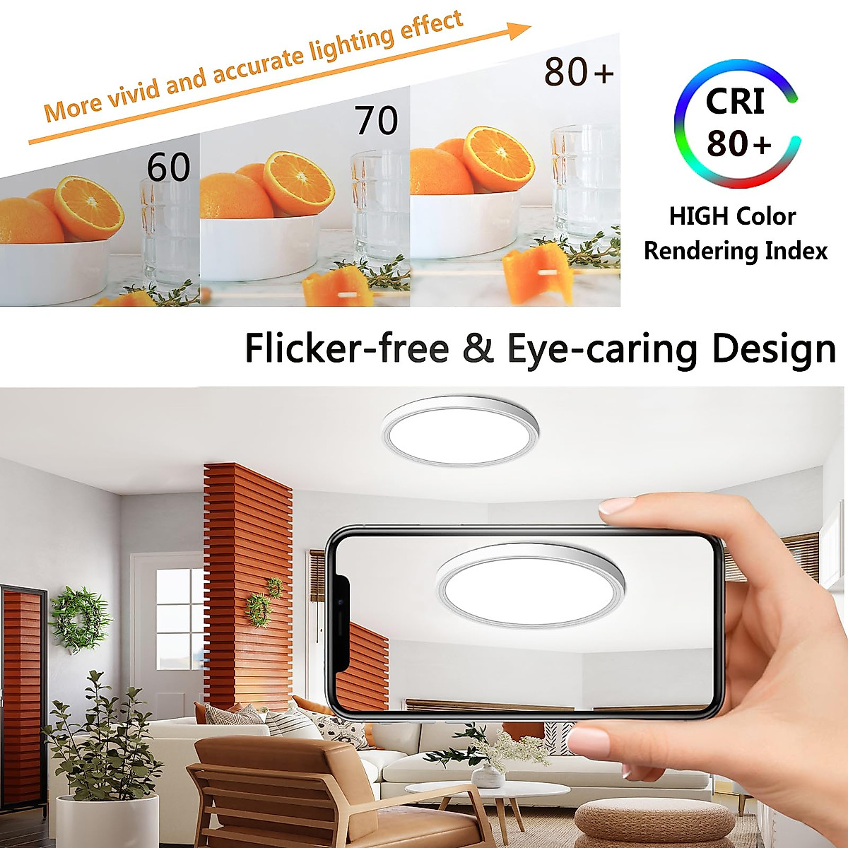 CHARYJOD LED Flush Mount Ceiling Light, 9inch Low Profile LED Ceiling Light,18W 5000K Ultra Thin Round Ceiling Light Fixture for Kitchen Bedroom Hallway Garage Laundry Stairwell Basement Closet White