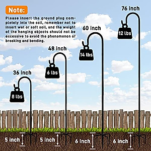 Shepherd Hooks 36 inches for Bird Feeders Outside Heavy Duty Shepherd Stand Plant Hanger Yard Hooks for Lanterns,Solar Lights,Bird Feeder,Wedding,Planter Pot,Adjustable Height Powder Coated-2 Packs