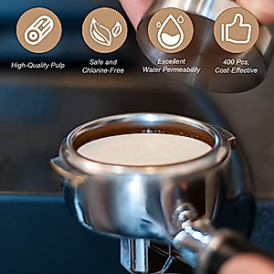400 Pcs Espresso Paper Filter White Coffee Filter Paper 58mm Replacement Paper Filter Round Coffee Maker Filters Disposable Tea Maker Filters Compatible with Espresso Makers