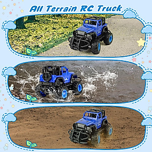 FUUY Blue RC Cars 1:32 Remote Control Car for Toddlers Kid Car Play Road Monster Truck, Off Road RC Trucks with Storage Case Cool Cars for Boys 2-6 Birthdays Gifts