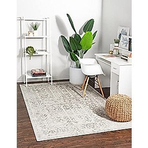 Unique Loom Oxford Collection Area Rug - Magdelan (8' x 10' Rectangle, Cream/Ivory)