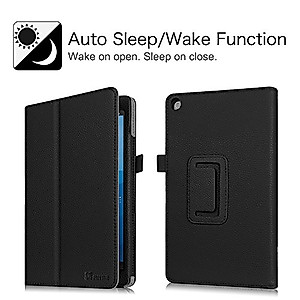 Fintie Folio Case for Amazon Fire HD 8 Tablet (7th/8th Generation, 2017/2018 Release) - Slim Fit Premium Vegan Leather Standing Protective Cover, Black