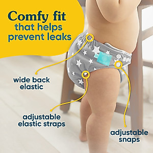 Charlie Banana Baby Washable and Reusable Cloth Diapers, 6 Soft Pocket Diapers and 12 Absorbent Inserts, One-Size, Cactus Star