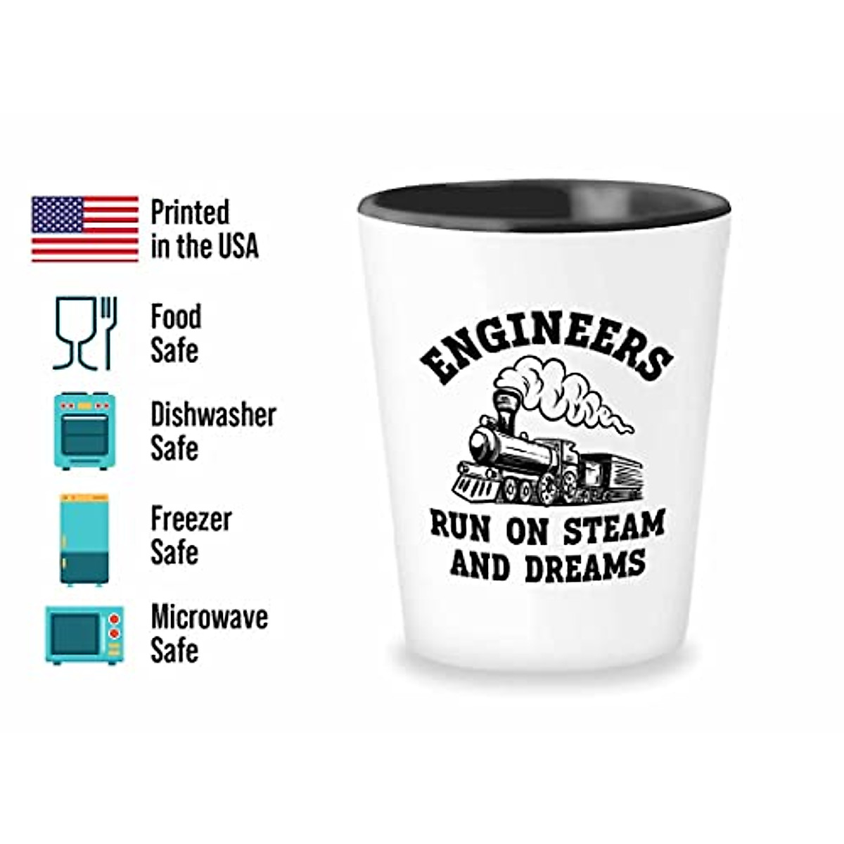 Flairy Land Train Engineer Shot Glass 1.5oz - Engineers run - Railroad Engineer Train Engineer Train Birthday Party Supplies Locomotives Train Conductor