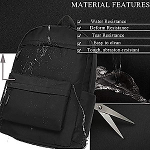 SAKUTANE Black Backpack 21Liter Waterproof School Bag 15.6 inch Laptop Mochila Plain No Logo Lots Pockets Teenagers Kids Men Women 33x14x44cm College Work Trip Gym Travel Roomy Daypack Lightweight