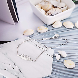 AmorAime Silver Bracelet for Women Lucky Simple Feather Bracelet Love 925 Sterling Silver Adjustable Jewelry for Women for Festival, Vacation or Holiday