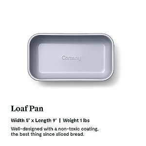 Caraway Non-Stick Ceramic 1 lb Loaf Pan - Naturally Slick Ceramic Coating - Non-Toxic, PTFE & PFOA Free - Perfect for Pound Cakes, Breads, & More - Slate