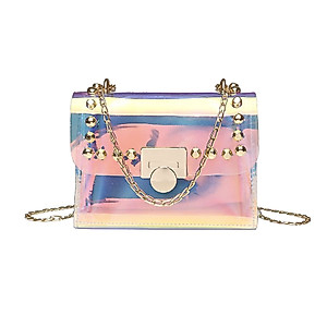 Buddy 2 in 1 Handbag Women Transparent Tote Shoulder Bag Jelly Crossbody Bag Chain Purse