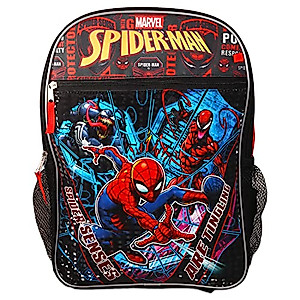 Marvel Studio Spiderman Backpack and Lunch Box Set - 16” Spiderman Backpack for Boys 8-12 Bundle with Spiderman Lunch Box for Boys 8-12, Water Bottle, More