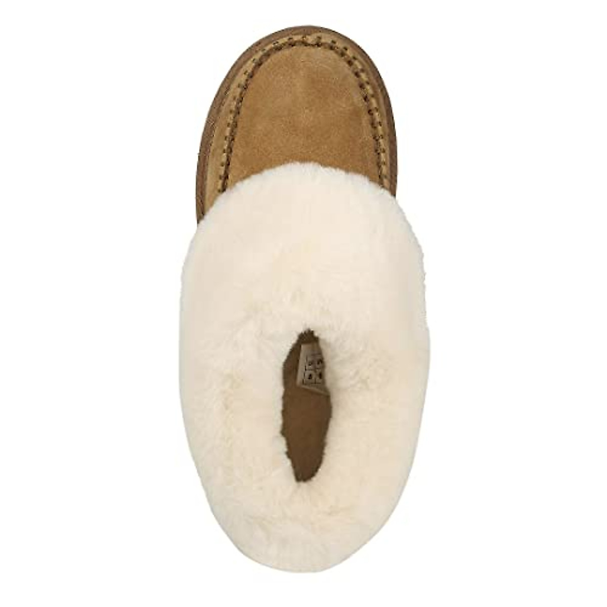 PAMIR Women's Genuine Suede Shearling Ankle Moccasin Bootie Slippers Memory Foam Indoor Outdoor Chestnut 10 M US