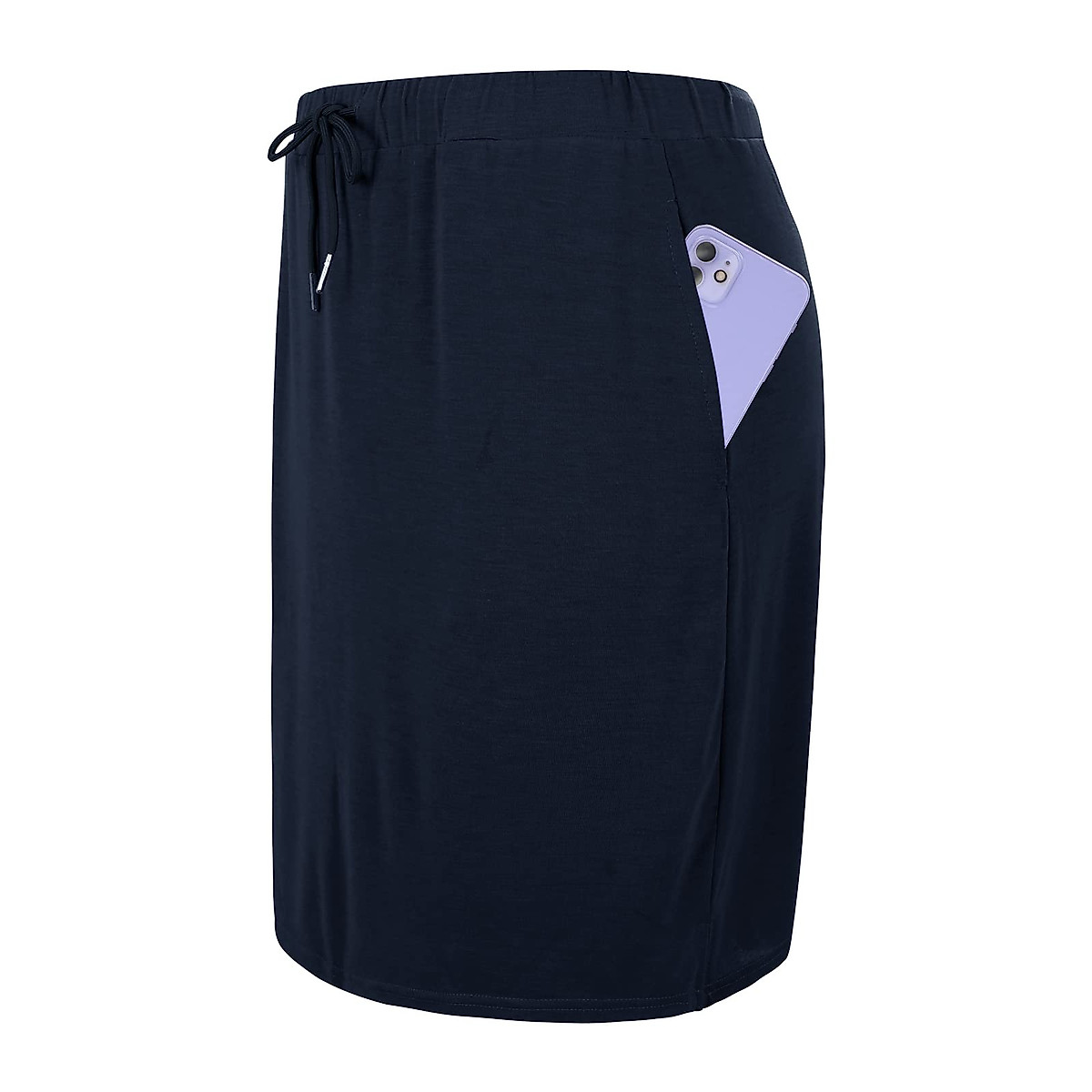 Century Star Tennis Skirts for Women with Pockets Golf Knee Length Skorts Athletic Sports Drawstring Waist Skirts with Shorts 06 Navy Blue X-Large