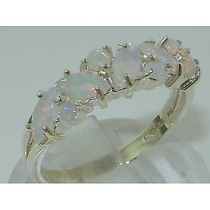 LetsBuyGold 925 Sterling Silver Real Genuine Opal Womens Eternity Ring - Size 7