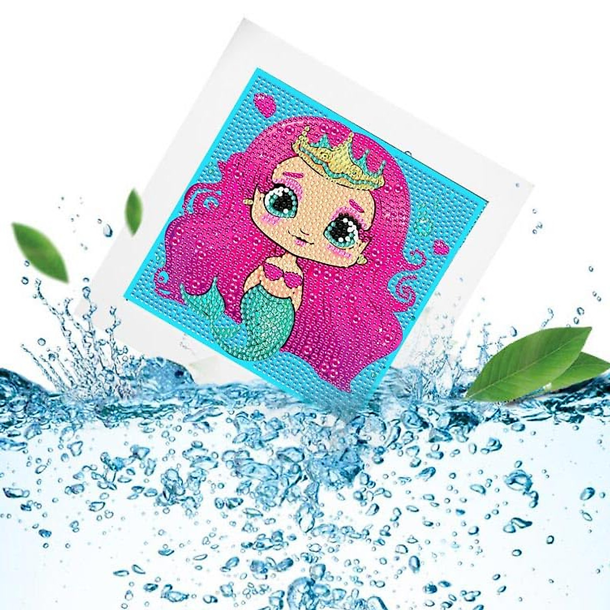 cviokrdu 5D Diamond Painting Kits for Kids with 7.1"X7.1"Wooden Frame,Disney Cartoon Mermaid Diamond Art for Kids Ages 6-12 by Number Kits DIY Painting Arts and Crafts,Diamond Dots for Kids Gift