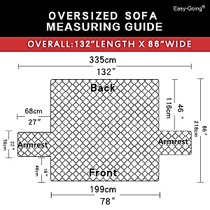 Easy-Going Sofa Slipcover Reversible Oversized Sofa Cover Water Resistant Couch Cover with Foam Sticks Elastic Straps Furniture Protector for Pets Dog (Oversized Sofa, Dark Blue/Light Blue)