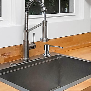 1 Pcs Soap Dispenser for Kitchen Sink Stainless Steel Built in Soap Dispenser Countertop Pump Head with 17OZ Large Liquid Bottle fit Kitchen Bathroom (Silver)