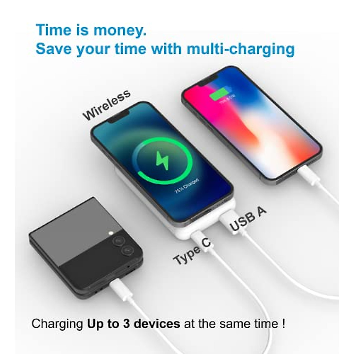 iLakia Magnetic Wireless Power Bank, 10000mAh Portable Charger, Magnetic Battery Pack for iPhone 14&13&12 Pro/Pro Max/Mini, Android/Samsung, Multi Fast Charging with USB PD, USB Type-C, Stand Version