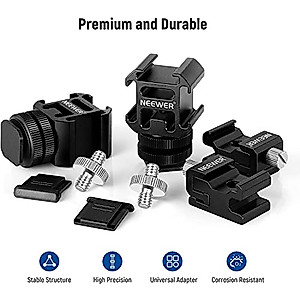 NEEWER 8 PCs Hot Shoe Mount Adapter Kit, Including Triple Cold Shoe Mount, 1/4” Screw Adapter, Flash Stand Bracket, and Hot Shoe Cover for DSLR Camera, LED Light, Microphone, Light Stand, Monitor