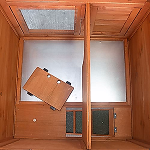 TRIXIE Natura Single Rabbit Hutch with Run, 2-Story with Ramp, Pull-Out Tray, Hinged Peaked Roof, for Rabbits or Guinea Pigs Small