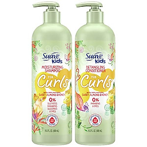 Suave Kids Shampoo and Conditioner Set - Kids Curly Hair Products Infused with Sweet Almond & Honey, Moisturizing Shampoo and Detangling Kids Conditioner, 16.5 Oz Ea (2 Piece Set)