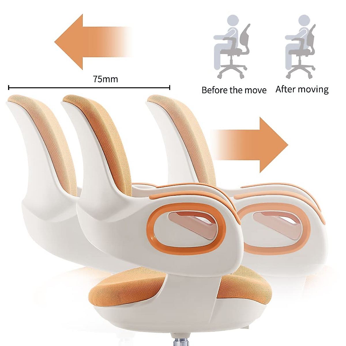 TIANFUSTAR Kids Desk Chair: Height Adjustable Kids Study Chair, Ergonomics Kids - Chair for Boys Girls Age 4 to 14, Orange