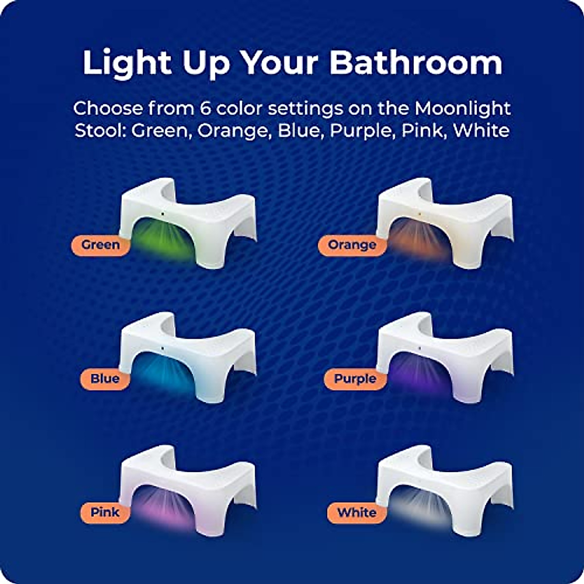 Squatty Potty Moonlight Toilet Stool with Motion & Light Activated Night Light, White 7 Inch