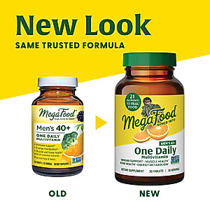 MegaFood Men's 40+ One Daily Multivitamin for Men With Vitamin B, Vitamin D3, Selenium, Zinc & Real Food - Immune Support, Energy Metabolism, and Muscle & Bone Health – Non GMO; Vegetarian - 90 Tabs