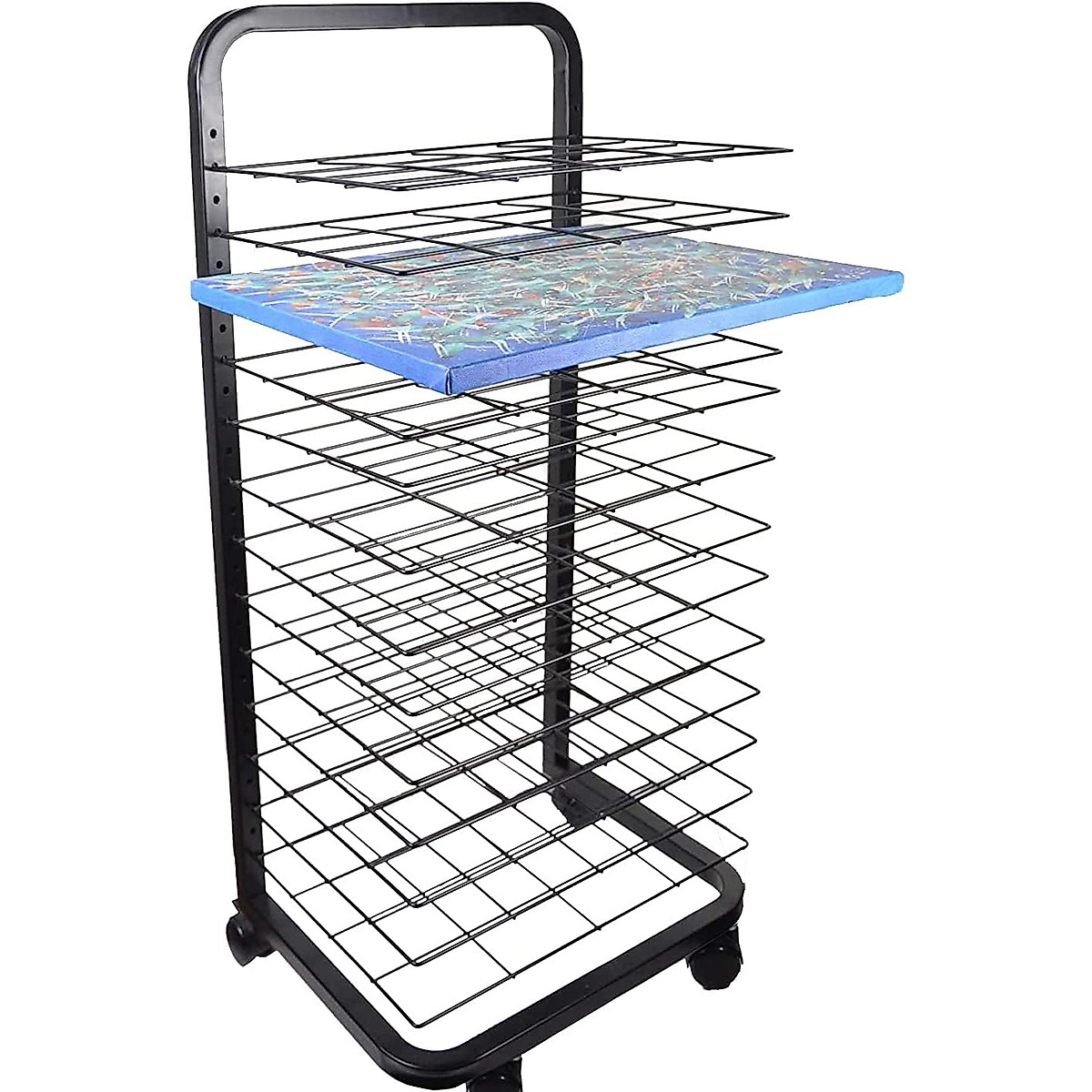 Art Drying Rack, 25-Tier Mobile Clothes Rack with Wire Rack for Artwork, Drying and Printing Rack, Protect Artwork While Drying, Great for Schools and Art Clubs
