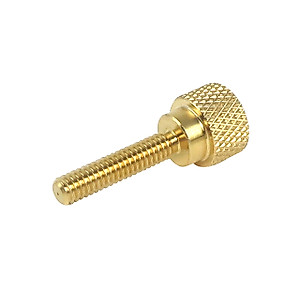 10 Pack 8-32 x 3/4 Inch Threads Solid Brass Diamond Knurled Thumb Screws Knobs with Straight Shoulders Right-Hand Threads SAE Flat Tip Uncoated (8-32 x 3/4 inch Long Threads)