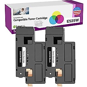 Limeink 2 Black Compatible High Yield Laser Toner Cartridges Replacement for Dell E525W 525W E525 525 H3M8P DPV4T Compatible with Dell E525W, E525DW Color Laser Printers Ink