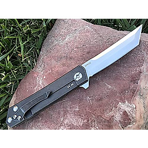 TACTICAL GEARZ EDC Tc4 Titanium Pocket Knife! Tc4 Titanium Handle! Ball Bearing, CPM-D2 Steel Blade! Includes Sheath!