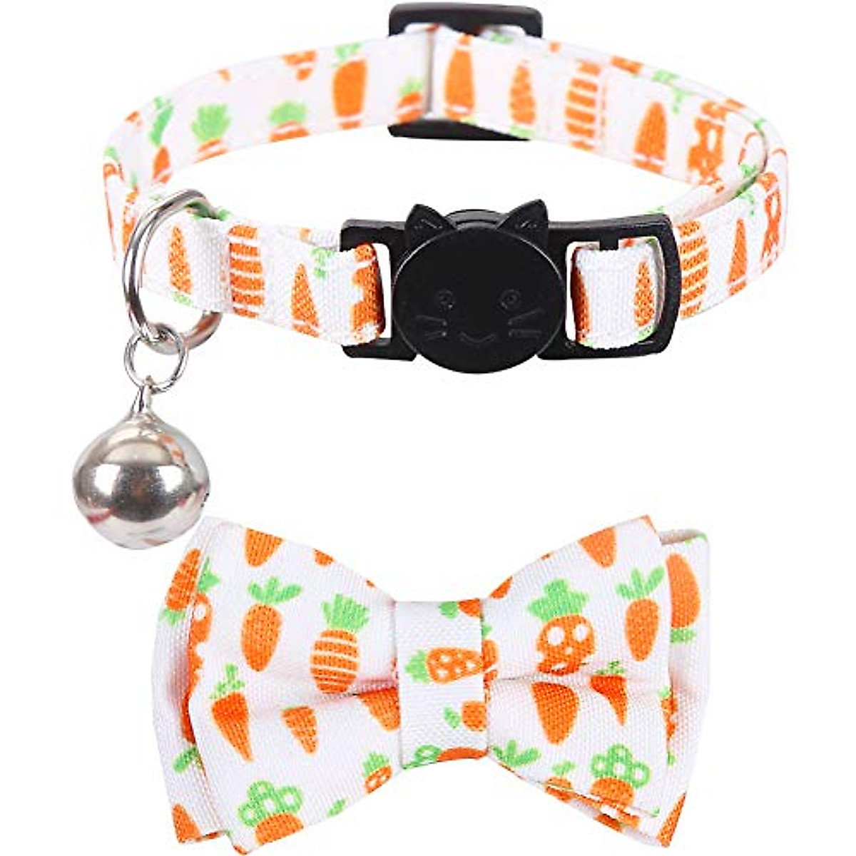 Lamphyface 2 Pack Easter Cat Collar with Cute Bow Tie and Bell Breakaway Adjustable Safety