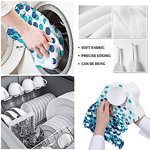 LEOKOTI Navy Blue Aqua Ombre Kitchen Towels, Absorbent Dish Cloths Hand Towels for Bathroom, Modern Round Geometric Abstract Art Decorative Dish Towels Tea Towels Bar Towels 18"x28", 4 Pack