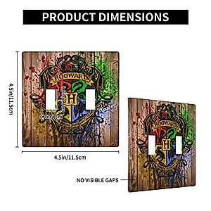 Harry Magic Light Switch Plate Cover Decorative Panel Double Toggle Receptacle Switch Plates and Electrical Outlet Covers Wall Plate for Boys Girls Kid Bedroom, Bathroom Kitchen Home Decor