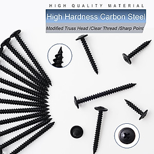 JEGONFRI #8 Modified Truss Head Black Wood Screws Assortment Kit, 132 pcs, Phillips Drive, Wood Screws, Screws, Screws Assortment, Screws Set, 6 Sizes (1/2”, 3/4”, 1”, 1-1/4”, 1-1/2”, 2”) (Black)