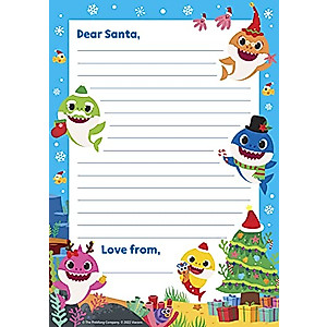 Paper Projects 01.70.40.005 Baby Shark Letter to Santa Pack | Also Includes Door Hanger, Stickers, and Envelope | Perfect for Christmas, Multicoloured, 26cm x15cm