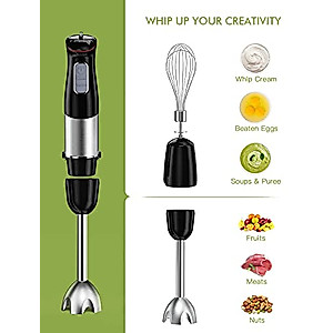 Immersion Blender, 2-in-1 Multi-Purpose Hand Blender, 500W Multifunctional Hand Blender with Whisk, 6-Speed and Turbo Mode, 304 Stainless Steel Handheld Stick Blender for Smoothies, Puree Baby Food and Soups