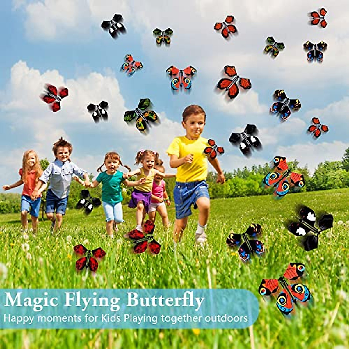 HLARTNET Magic Flying Butterfly Toy - Magic Wind Up Rubber Band Powered Flying Butterfly Surprise for Colorful Bookmark and Greeting Card Mother's Day Surprise Gift 6 Pcs
