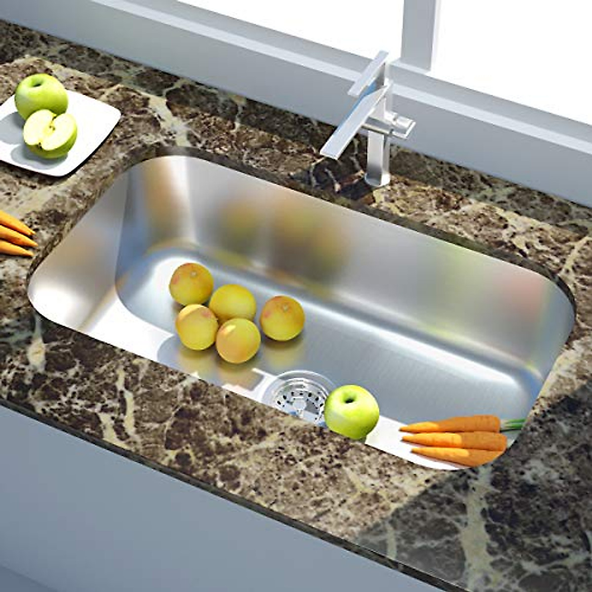 Giantex Single Bowl Kitchen Sink 16 Gauge Stainless Steel Undermount Wash Sink with Metal Tray 9” Deep (31''Lx18.5''Wx9''H)