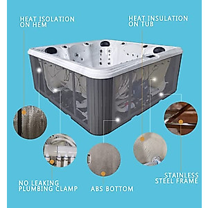 KOOSOM Luxury Hot Tub 5 Person Jakuzi Whirlpool Outdoor Spa Tub Freestanding Bathtub in Garden, 72 Jets Massage for 78-Inch Square with LED Lights, White