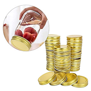 ZOEYES 50 pcs Regular Mouth Mason Canning Jar Lids, Reusable Metal Lids for Mason Jar, Leak Proof Secure Mason Storage Covers Caps (Gold)