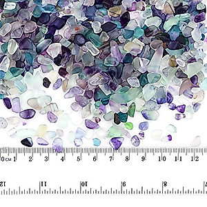 WYKOO Decorative Fluorite Tumbled Chips Stone, 1.1 Lb/500g Natural Crystal Pebbles Quartz Stones Irregular Shaped Aquarium Gravel for Fish Tank, Vase Fillers, Home Decoration (About 500 Gram)