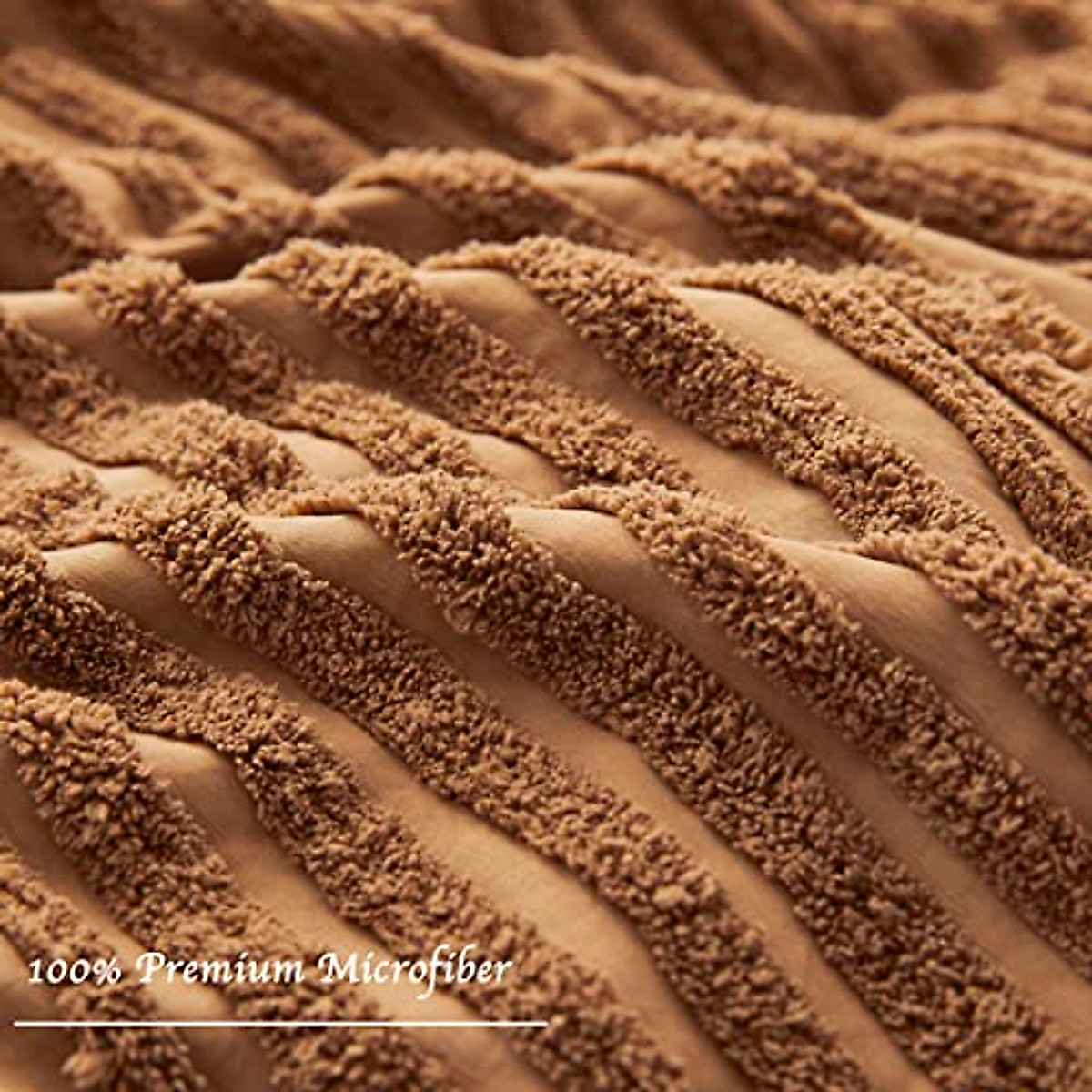 BEDAZZLED Duvet Cover King Size, 3 Pieces Boho Bedding Sets for Shabby Chic Home, Tufted and Soft Comforter Cover Set, Pumpkin Brown