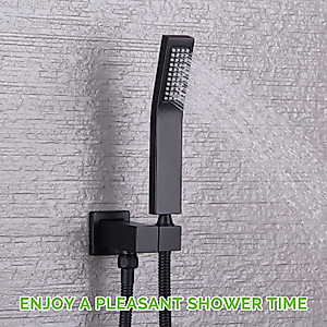 Wall Union With Hand Shower Holder, Angle Simple Brass Wall Mounted Supply Elbow with Adjustable Shower Wand Bracket Matte Black