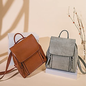 POPSEWING Women's Fashion Backpack Purses Genuine Leather Backpacks Multipurpose Design Handbags and Shoulder Bag Leather Travel bag (Black)