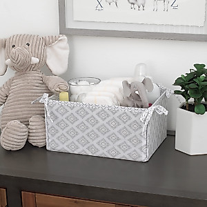 NoJo Elephant Tribe Grey and White 4 Piece Nursery Crib Bedding Set - Comforter, Fitted Crib Sheet, Dust Ruffle, Nursery Organizer