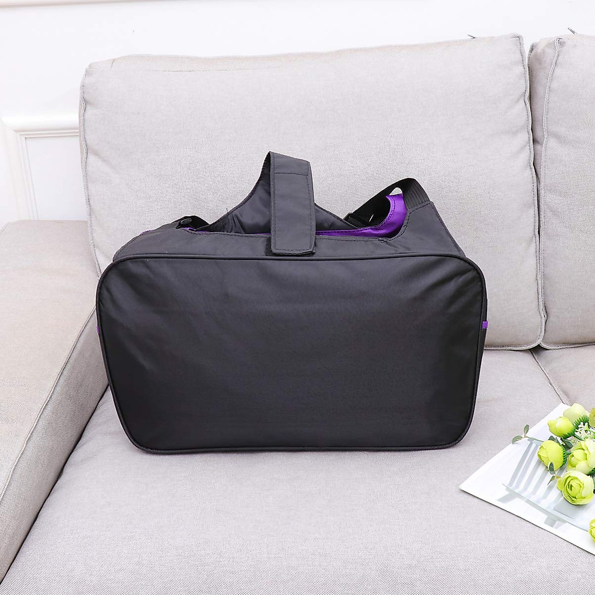 Garneck Yoga Nylon Large Yoga Mat Tote Sling Multi Purpose Shoulder Bag Gym Bag with Yoga Mat Holder for Traveling Shopping Yoga(Purple)