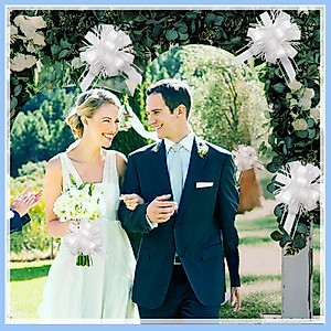 FQTANJU 5 PCS 6 inches Large Pull Bows, Bow for Gift Wrapping, Ribbon Bows for Wedding Christmas Birthday Party Gift Baskets or Valentine's Day Flower Gift Boxes Decoration (White)