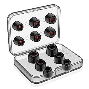6 Pairs Earphone Tips F FEYCH Premium Replacement Earbud Tips Memory Foam Earphone Tips Blocking Noise Foam Tips Suit for 4.5-6.3mm Nozzle in-Ear Earphones with Storage Box(S/M/L, Black)