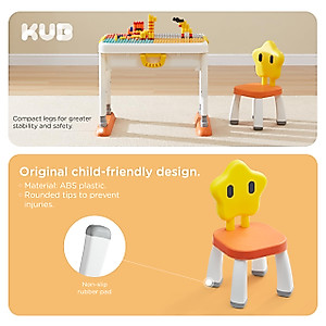 KUB Kids Activity Table Building Blocks Table and Chair Set Kids Play Table Water and Sand Table Learning Play Table for Boys Girls 3 4 5-10 Years Old